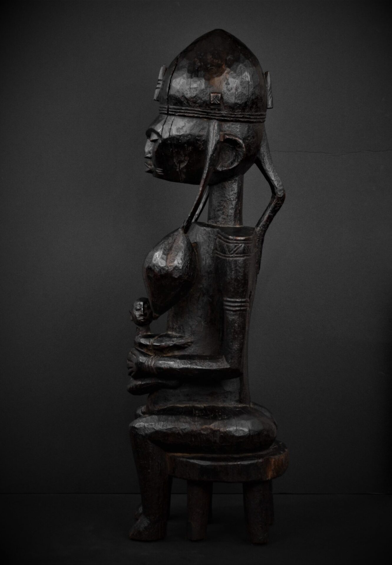 Statue Mère et enfant Bamana, Gwandusu, Mali - Galerie Eve Begalli